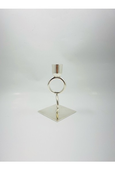 MiaKuba Ikili Halkalı Gümüş Şamdan 12 cm