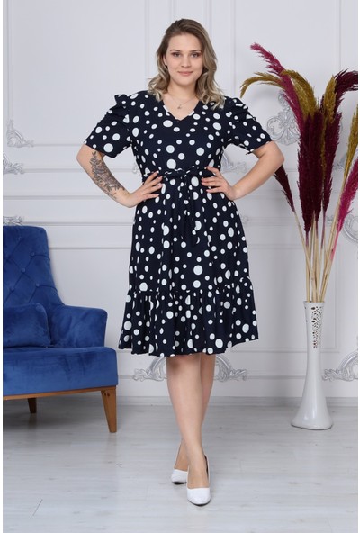 Macfly V Yaka Balon Kol Elbise