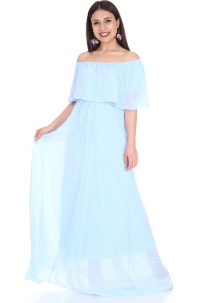 Macfly Şifon Astarli Uzun Elbise