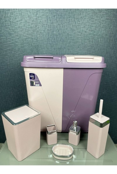 Violet 6 Parça Kirli Çamaşır Sepeti- Wc Banyo Set, Violet 6 Parça Lüx Çeyiz Seti Violet 6 Parça Kirli Çamaşır Sepeti- Wc Banyo Set, Violet 6 Parça Lüx Çeyiz Seti
