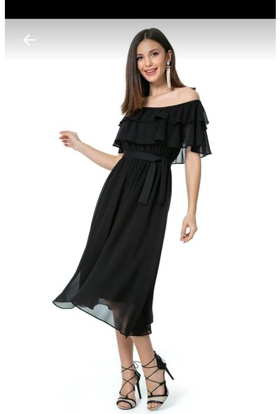 Macfly Carmen Yaka Firfir Elbise