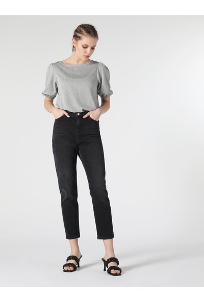 883 Roxy Yüksek Bel Kısa Paça Crop Mom Fıt Jean Kadın Jean Pantolon