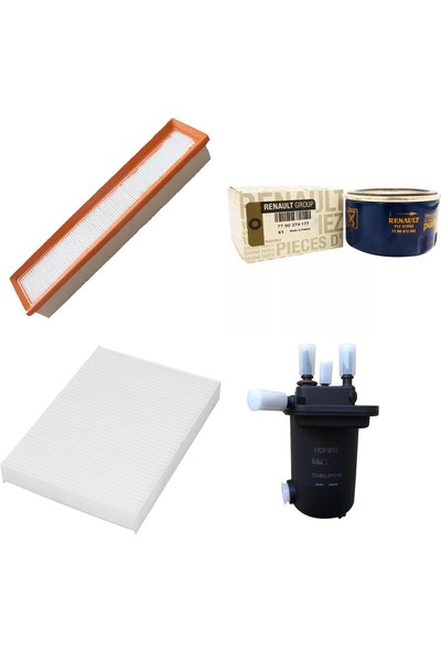Mais Renault Kangoo 1 1.5 Dci Filtre Bakım Seti 2001-2008 Model -80-85 Bg [4LÜ-OTODEPOSUSET2029C]
