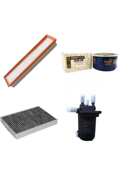 Mais Renault Kangoo 1 1.5 Dci Filtre Bakım Seti 2001-2008 Model -80-85 Bg [karbon 4LÜ-OTODEPOSUSET2029G]