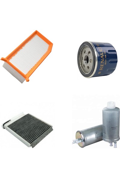 Mais Dacıa Duster I 1.5 Dci Filtre Bakım Seti 2010-2017 Model 107 Bg [karbon 4LÜ-OTODEPOSUSET1121G]