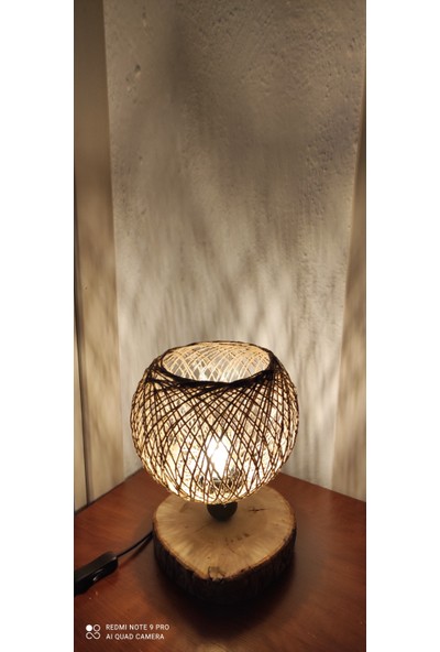 Wooden Isparta Doğal Kütük Tek Küreli Aydınlatma Abajur