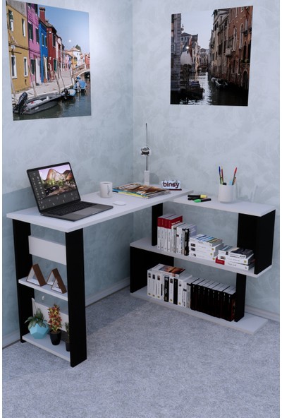 Binsy 110 x 45 cm Sihirli Çalışma Masası Laptop Bilgisayar Masası Ofis Ders Yemek Cocuk Masası Siyah