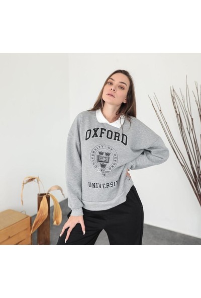 Sentarz Oxford Baskılı Oversize Sweatshirt
