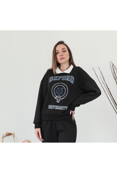 Sentarz Oxford Baskılı Oversize Sweatshirt