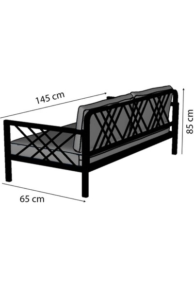Ressahome Falez Metal Çift Kişilik Minderli Sedir Ressahome Falez Metal Çift Kişilik Minderli Sedir