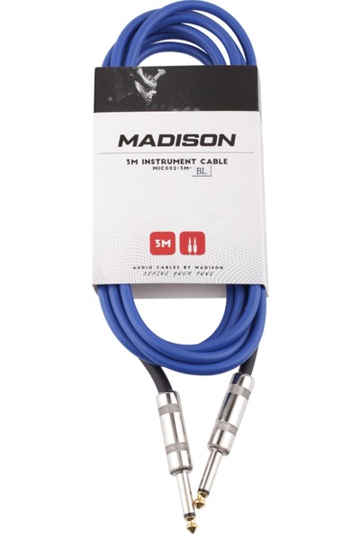 Madison Gitar Kablosu 3 Metre- Mavi Madison Gitar Kablosu 3 Metre- Mavi