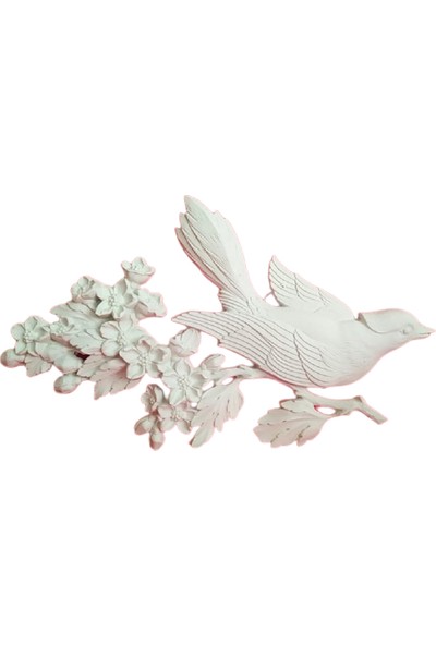 Ham Polyester Çiçekli Kuş Objesi