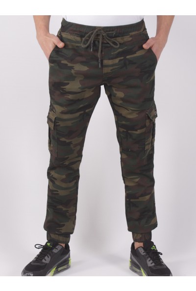 Black Steel Slim Fit,bel ve Paça Lastikli,kargo Cepli Kamuflaj Desen PANTOLON-91000