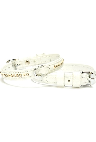 Doggie Flotter Deri Swarovski Kristal Taşlı Köpek Boyun Tasması 2 x 32-39 cm Beyaz Doggie Flotter Deri Swarovski Kristal Taşlı Köpek Boyun Tasması 2 x 32-39 cm Beyaz