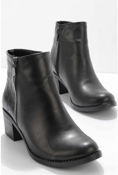 Bambi Siyah Siyah Kroko Kadın Bot & Bootie K026590504