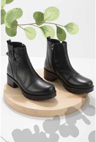 Bambi Siyah Leather Kadın Bot & Bootie K028735240