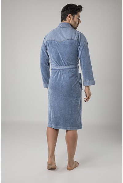 Nuşa Jeans Kot Cotton Erkek Sabahlık Bornoz