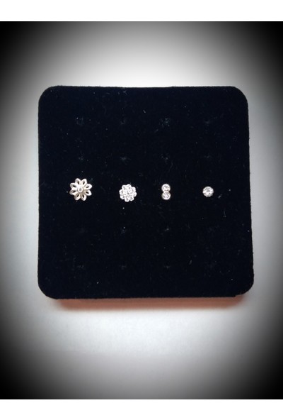 Begonia Accessories 925 Ayar Gümüş, 4 Adet Zirkon Taşlı Hızma