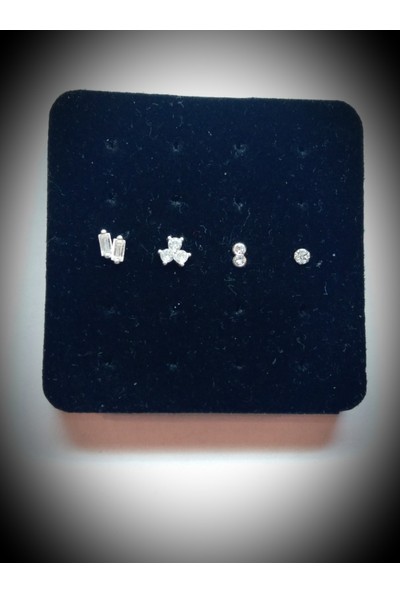Begonia Accessories 925 Ayar Gümüş, 4 Adet Zirkon Taşlı Hızma