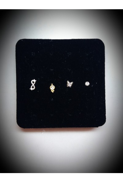 Begonia Accessories 925 Ayar Gümüş, 4 Adet Zirkon Taşlı Hızma