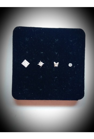 Begonia Accessories 925 Ayar Gümüş, 4 Adet Zirkon Taşlı Hızma