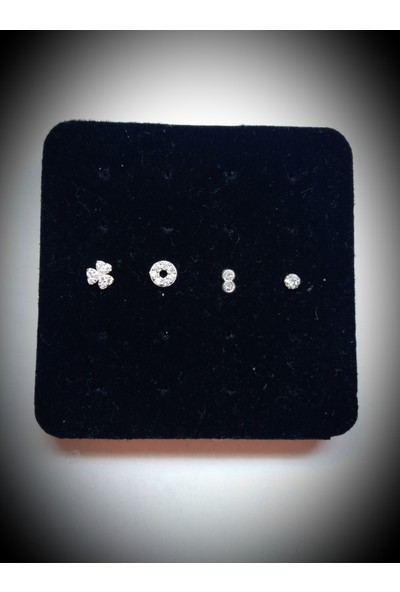 Begonia Accessories 925 Ayar Gümüş, 4 Adet Zirkon Taşlı Hızma
