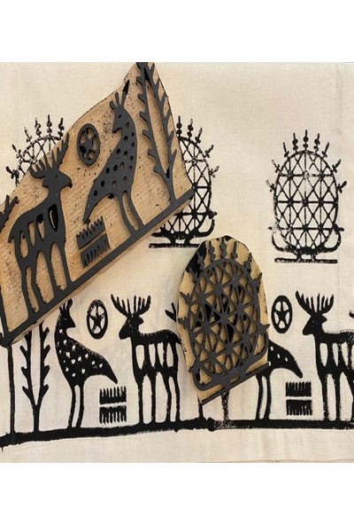 Demeter Concept Hitit Güneşi Ahşap Baskı Runner