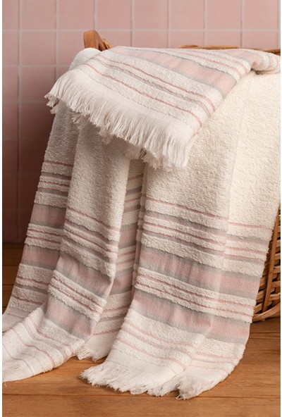 Depomaxx Retro Çizgili 70 x 150 cm. Beyaz Banyo Havlusu Depomaxx Retro Çizgili 70 x 150 cm. Beyaz Banyo Havlusu