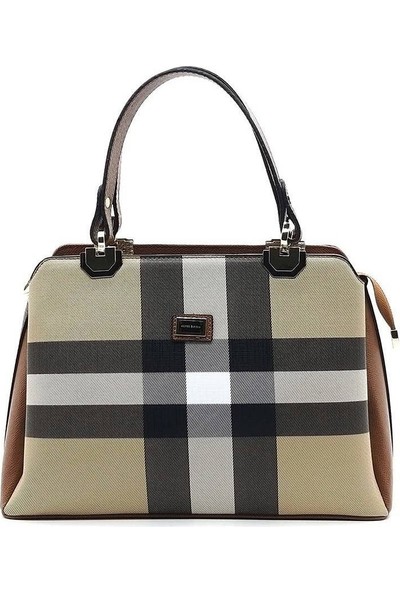 Silver Polo Bej Üç Bölmeli Kadın El Çantası SP972