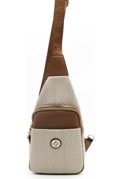 Silver & Polo Silver Polo Bej İki Bölümü Demir Diş Fermuarlı Kadın Bel Çantası SP1013