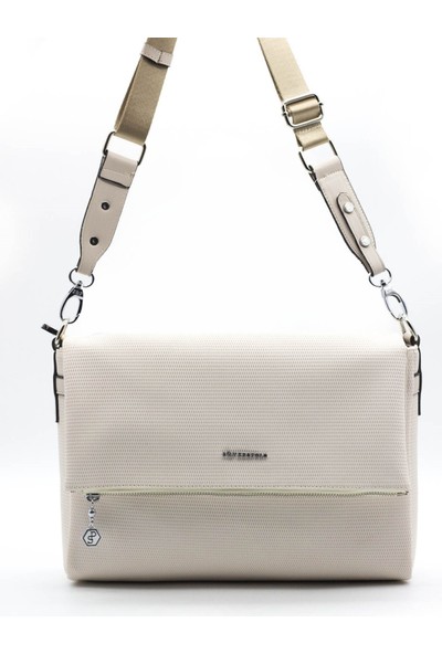 Silver Polo Bej Tek Bölmeli Kadın Çapraz Çanta/Postacı Çantası SP746