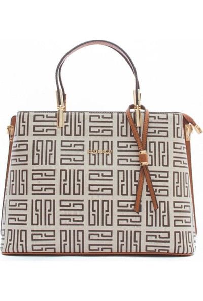 Silver Polo Bej Üç Bölmeli Kadın El Çantası SP924