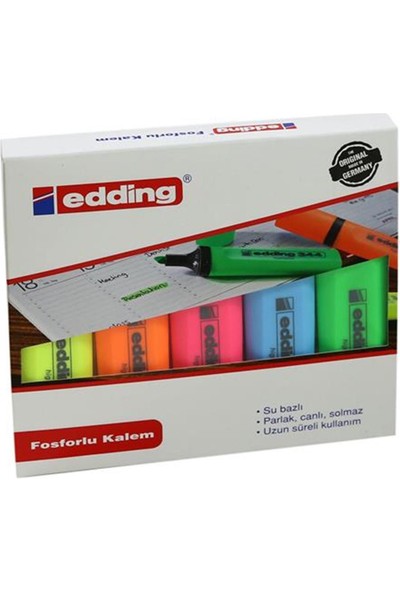 Edding 344 Fosforlu Kalem 5'li Set Fosforlu Kalemler Edding 344 Fosforlu Kalem 5'li Set Fosforlu Kalemler