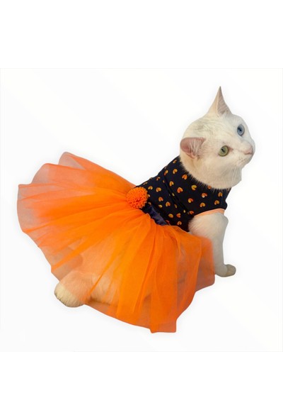 Kemique Hearty Tarty Orange Tütülü Kedi Elbisesi, Kıyafeti Tutu