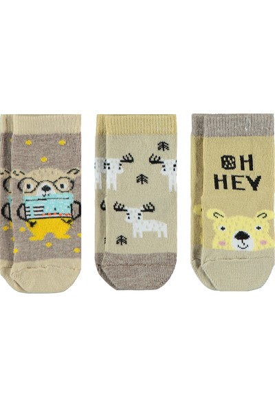 Civil Baby Erkek Bebek 3'lü Çorap Set 0-24 Ay Kahverengi