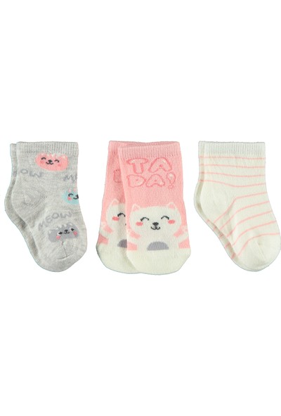 Civil Baby Kız Bebek 3'lü Çorap Set 0-24 Ay Ekru