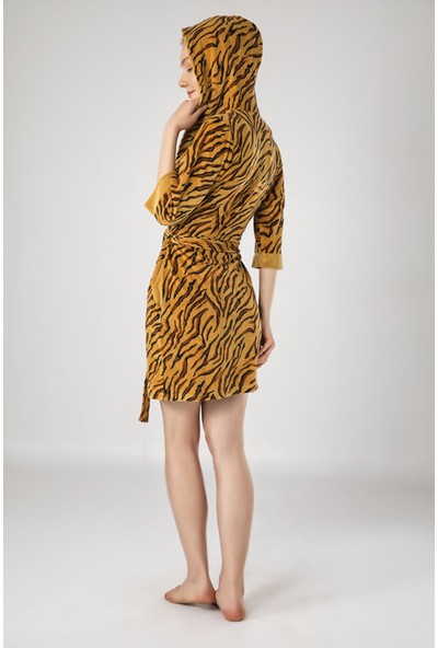 Nuşa Zebra Desen Bambu Cotton Bayan Sabahlık Nuşa Zebra Desen Bambu Cotton Bayan Sabahlık