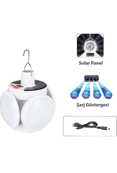 OEM Solar Güneş Enerji ve USB Sarjlı 5 Kanatlı Bahçe Aydınlatma LED Askılı Pratik Kamp Lamba OEM Solar Güneş Enerji ve USB Sarjlı 5 Kanatlı Bahçe Aydınlatma LED Askılı Pratik Kamp Lamba
