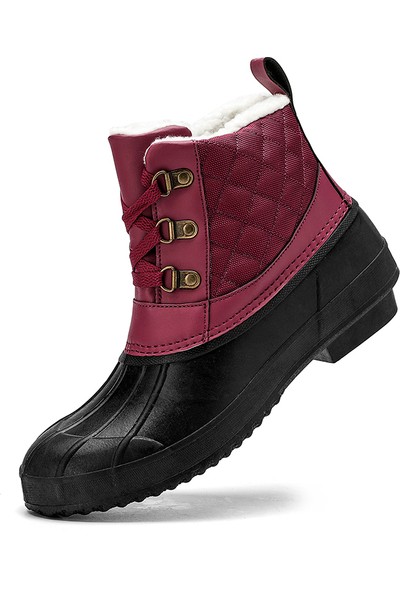 SITONG Kırmızı Ekose Su Geçirmez Kar Botları Kadın