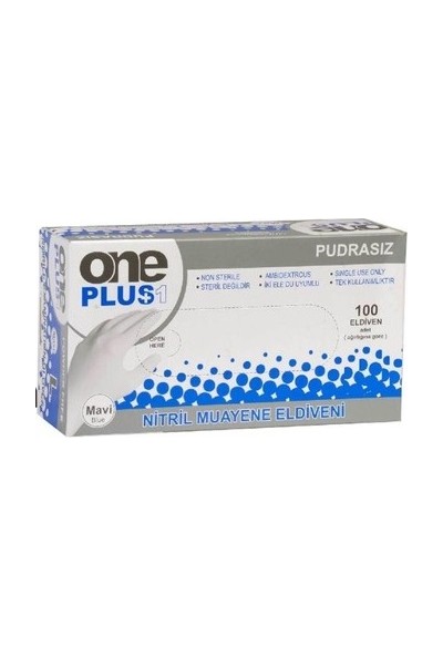 Oneplus Nitril Pudrasız Mavi Eldiven Medium 100'LÜ Oneplus Nitril Pudrasız Mavi Eldiven Medium 100'LÜ