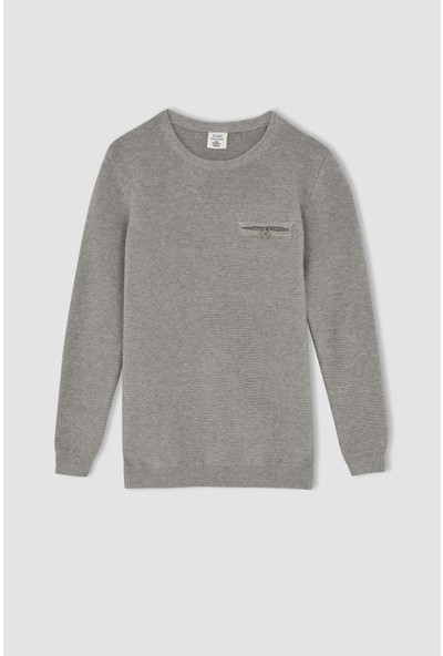 DeFacto Erkek Çocuk Slim Fit Bisiklet Yaka Tek Cepli Pamuklu Kazak W4651A621Wn