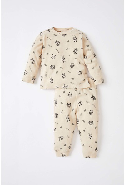 DeFacto Erkek Bebek Regular Fit Panda Baskılı Uzun Kollu Pamuklu 2'li Pijama Takım W9552A221WN DeFacto Erkek Bebek Regular Fit Panda Baskılı Uzun Kollu Pamuklu 2'li Pijama Takım W9552A221WN