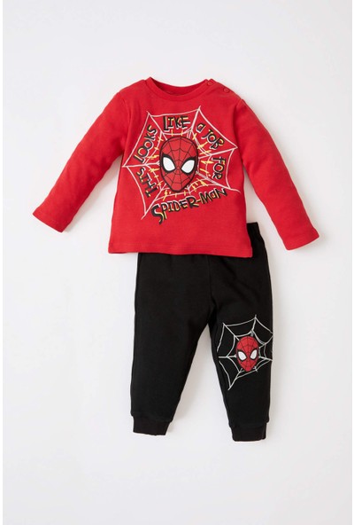 DeFacto Erkek Bebek Spiderman Lisanslı Regular Fit Uzun Kollu Pamuklu 2'li Pijama Takım W0854A221WN DeFacto Erkek Bebek Spiderman Lisanslı Regular Fit Uzun Kollu Pamuklu 2'li Pijama Takım W0854A221WN
