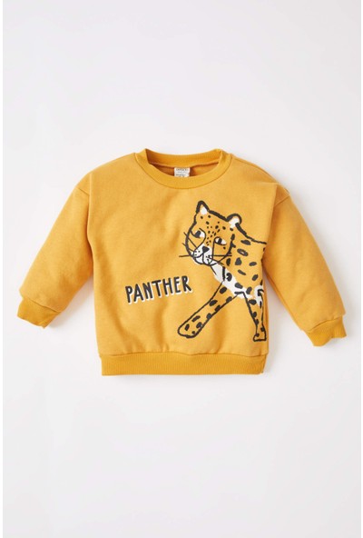 DeFacto Erkek Bebek Regular Fit Bisiklet Yaka Kaplan Baskılı Sweatshirt X3266A221WN