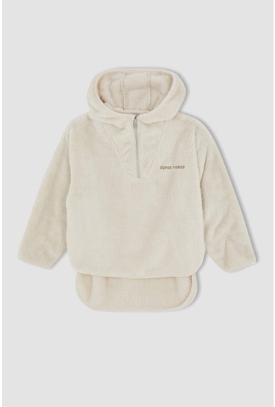DeFacto Kız Çocuk Relax Fit Kapüşonlu Yarım Fermuarlı Isı Yalıtımlı Warmtech Pelüş Sweatshirt W2214A621WN DeFacto Kız Çocuk Relax Fit Kapüşonlu Yarım Fermuarlı Isı Yalıtımlı Warmtech Pelüş Sweatshirt W2214A621WN