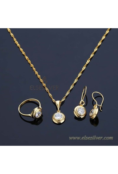 Else Silver Nostalji Tek Taş Gümüş Set