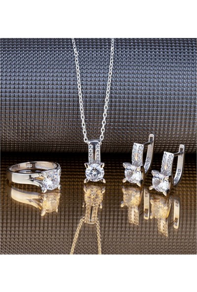 Else Silver Mekik Tırnaklı Gümüş Tek Taş Takı Seti - Else Silver - Rodyum Kaplama - 13 - ADS2190-RODYUM Kaplama-13 Else Silver Mekik Tırnaklı Gümüş Tek Taş Takı Seti - Else Silver - Rodyum Kaplama - 13 - ADS2190-RODYUM Kaplama-13