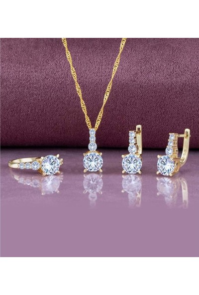 Else Silver Singapur Zincirli 925 Ayar Gümüş Süzme Taşlı Takı Seti - Else Silver - Altın Kaplama - 18 - ADS2522-ALTIN Kaplama-18 Else Silver Singapur Zincirli 925 Ayar Gümüş Süzme Taşlı Takı Seti - Else Silver - Altın Kaplama - 18 - ADS2522-ALTIN Kaplama-18