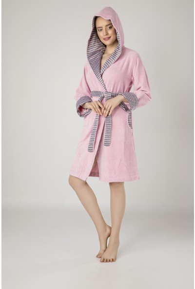 Nuşa Turkuaz Yaka Poplin Bambo Bayan Bornozu Nuşa Turkuaz Yaka Poplin Bambo Bayan Bornozu