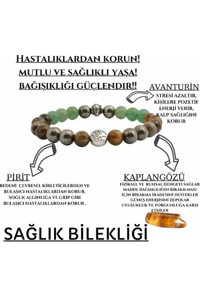 Endoles Doğal Taş Sağlık & Şifa Doğal Taş Tılsım Bilekliği Pirit Aventurin Kaplangözü Endoles Doğal Taş Sağlık & Şifa Doğal Taş Tılsım Bilekliği Pirit Aventurin Kaplangözü